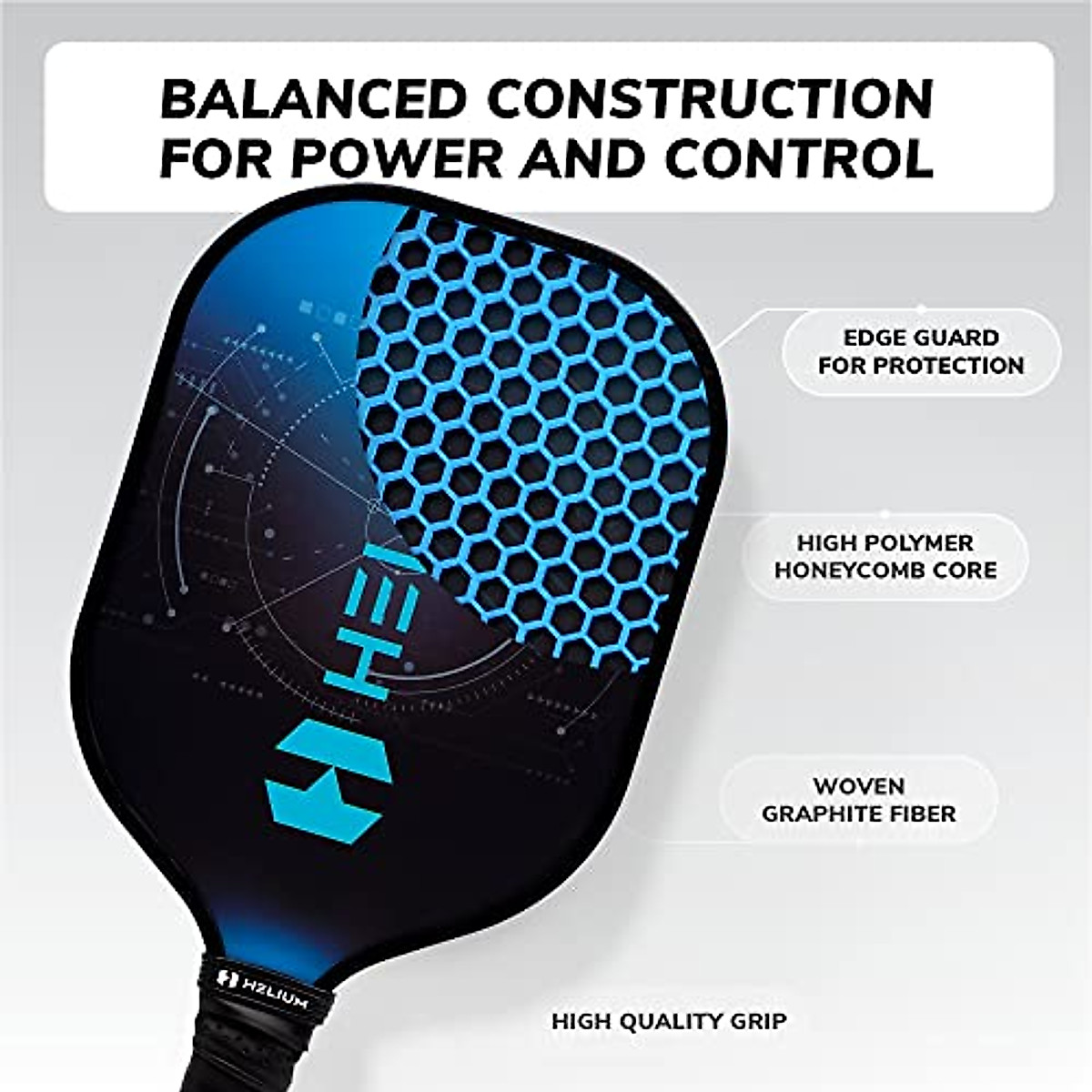 Helium Versus Pickleball Paddle Set of 2 - USAPA Certified - Graphite Fiberglass Surface, Lightweight Honeycomb Core - 2 Rackets, 4 Balls, 1 Sports Bag