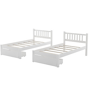 Wood Triple Bunk Bed with 3 Drawers and Guardrails, Full Over 2 Twin Bunk Bed for Family, Teens, No Box Spring Needed