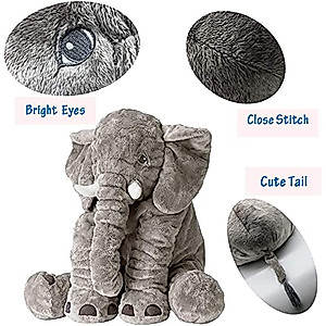 BOOJALOO Giant Stuffed Animals Doll Elephant Stuffed Animal, 24" Stuffed Elephant Plush Toy Gifts for Girls Boys Gray
