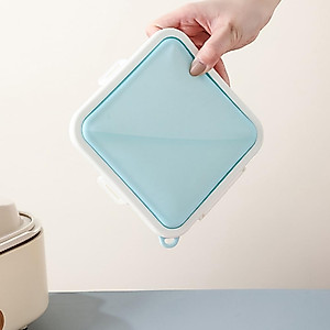 Komost Leakproof & BPA Free Silicone Sandwich Containers - Reusable Sandwich Box with Snap-Off Lid for Lunch, Eco-Friendly Plastic Sandwich Holder (Blue)