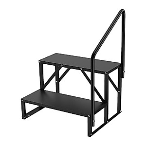 Fruyyzl 2 Step Stool Ladder for Adults, Safety Ladder Bookshelf 440Lbs, Hot Tub Stairs with Handrail, Swimming Pool Ladder Above Ground, Home Decor for Office, Household, Kitchen (2 Step 1PCS)