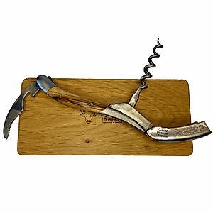 Laguiole En Aubrac Sommelier Waiter's Corkscrew, Olivewood Handle, Wine Opener With Foil Cutter & Bottle Opener, Brushed Bolster