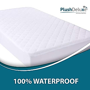 Crib Mattress Protector Waterproof – Bamboo Quilted Ultra Soft White Terry Fitted Sheet Style (Crib)