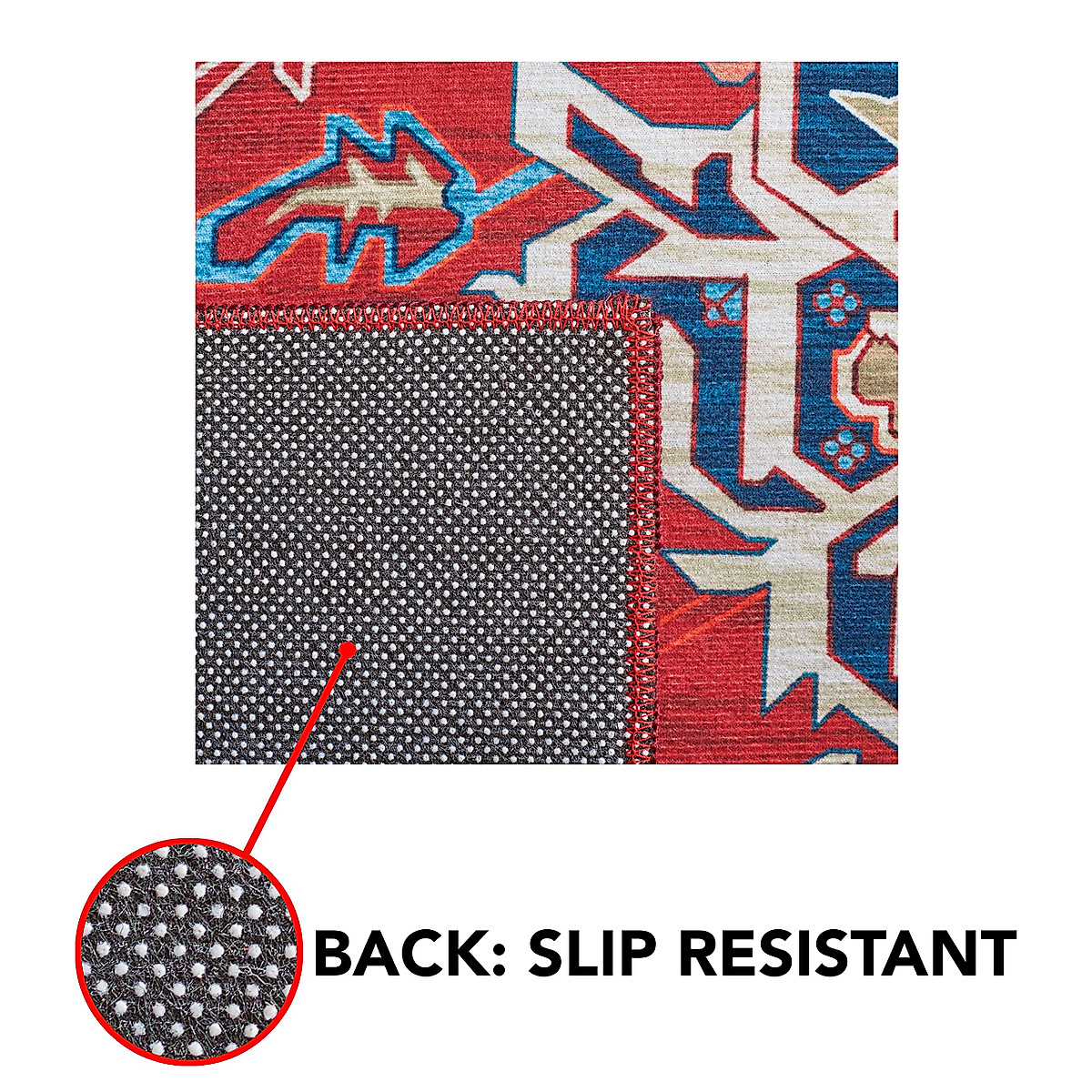 SAFAVIEH Tucson Collection Area Rug - 6'6" x 9', Red & Blue, Medallion Design, Non-Shedding Machine Washable & Slip Resistant Ideal for High Traffic Areas in Living Room, Bedroom (TSN101Q)