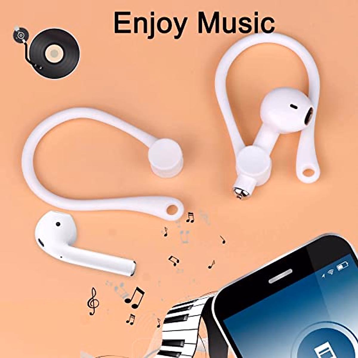 3+1 Pairs Ear Hooks for AirPods 1 & 2 & 3 and AirPods Pro, Professional Anti-Drop Silicone Earbuds Tips Hook Compatible with Apple AirPods 1 & 2 & 3 and AirPods Pro (3+1Pairs White)