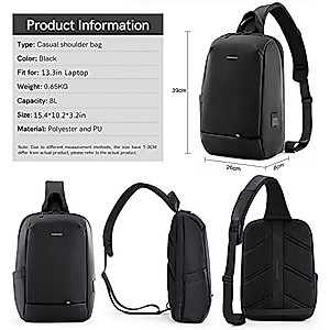 Kingsons Sling Bag Men Crossbody Shoulder Bag with USB Charging Port Waterproof RFID Anti-theft Travel Chest Bags Casual Daypack Fit for 13.3in Laptop