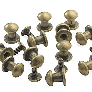 YORANYO 30 Sets 8MM Round Head Button Stud for Leather Chicago Screws Spikes and Stud Leather Rivets Screws Button Rivets for Repair and Decorate Clothing Shoes Belts Bags Dog Collars (Bronze)