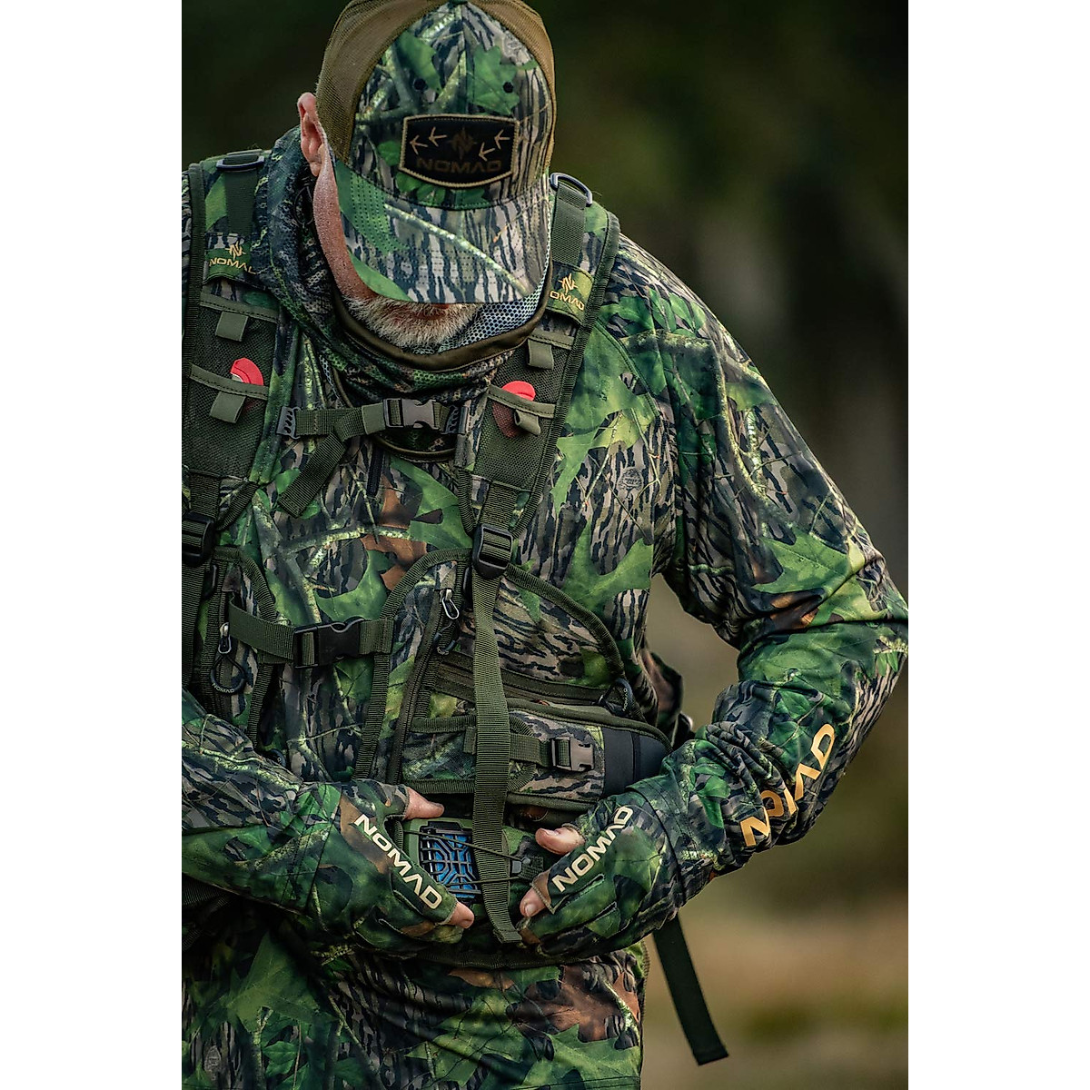 Nomad Mens Fingerless Turkey Glove | Camo Fingerless Hunting Glove, Mossy Oak Shadowleaf, Medium/Large