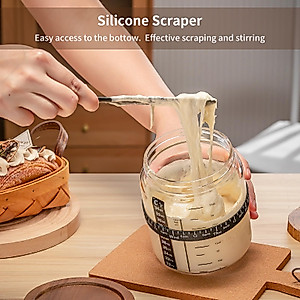 PTSTING Sourdough Starter Kit, 35oz Wide Mouth Sourdough Starter Jar (Set of 2) with Feeding Band, Thermometer, Wood Lid, Sourdough Jar Scraper, Reusable Sourdough Bread Baking Supplies