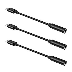 UKCOCO USB Type C to 3.5mm Headphone Jack, 3 Pack Audio Earphone Cable Converter for One Plus 6t, Huawei Tablet M5, Moto Z Z Droid Force Play and USB C Device