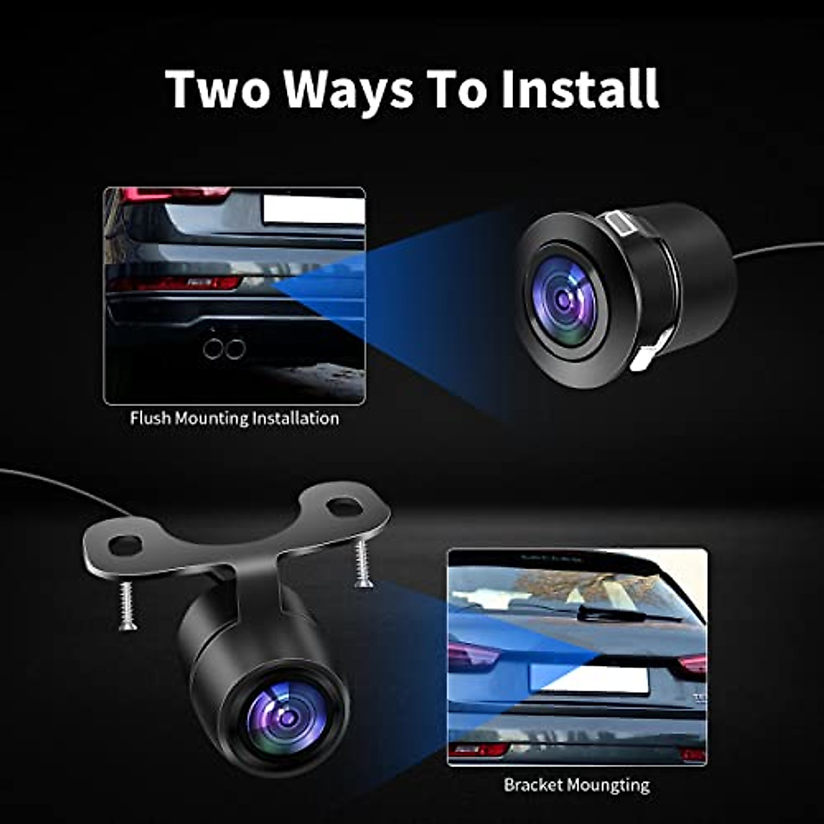 HD Wide Angle Automatic CMOS Car Rear Front Side View Reverse Backup Camera Rear Monitor Parking Assistance Camera Waterproof Universal Reverse Camera with 2 Installation Option for Cars
