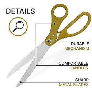 Ribbon Cutting Ceremony Kit Gold – 25 Inch Giant Scissors for Ribbon Cutting Ceremony and Gold Ribbon for Grand Opening Ribbon and Scissors for Special Events Inaugurations and Ceremonies