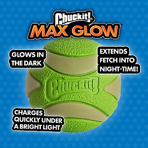 Chuckit Max Glow Paraflight Flying Disc Dog Toy, Large (9.75"), Green And White