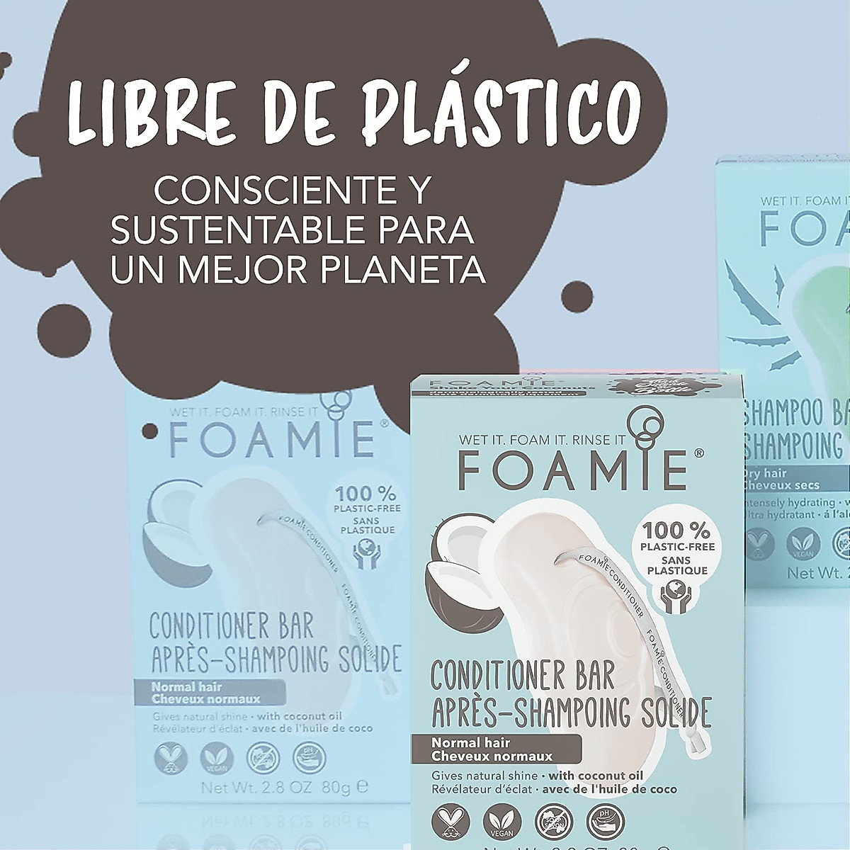 Foamie Conditioner bar Shake Your Coconut, Hair Conditioner Bar for Damaged Hair with All-Natural Eco-Friendly Ingredients, Plastic Free, Cruelty Free, Vegan Conditioner Bar for All Hair Types