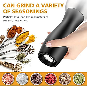 Pepper and Salt Grinder Set, Wooden Pepper Mill with Ceramic Mechanism, Solid and Durable Salt Grinders Suited for Sea Salt, Black Peppercorn (6'', Black Set of 2)