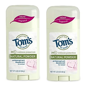 Tom's of Maine Women's Antiperspirant Stick Deodorant, Natural Powder, 2 Count
