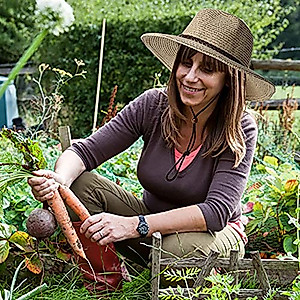 Womens Straw Sun Hat Classic Flat Beach Hat Mens Garden Hat Cowboy Style Hat with Wind Lanyard UPF 50+ Summer Hat Beige