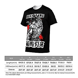 Baki The Grappler Men's Novelty Casual T-Shirt Cartoon Fashion Short Sleeve Crewneck Athletic Tee Unisex Funny Tops L