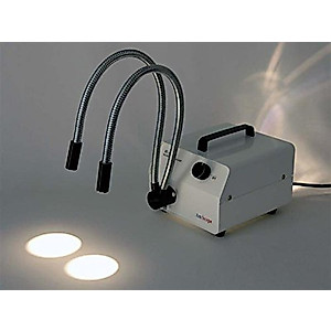 Amscope HL150-AY 150W Fiber Optic Dual Gooseneck Microscope Light Illuminator, Black