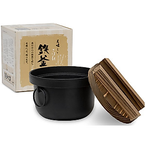 Ikenaga Iron Works Delicious Rice, Iron Pot, Black, 2 Pieces