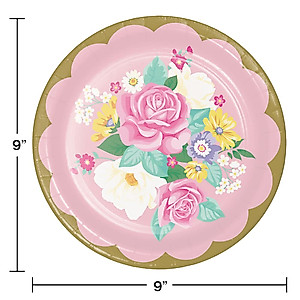 Multiple Brands Floral Tea Party Time Wonderland Birthday Party Supplies Plates and Napkins Bundle Pack for 16 Guests (Plus Party Planning Checklist by Mikes Super Store)