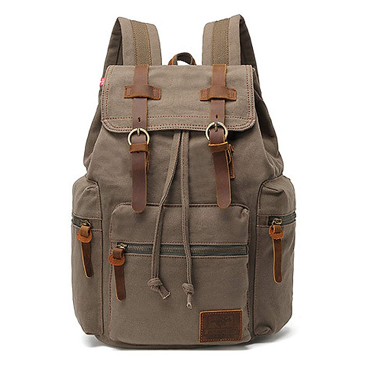 AUGUR High Capacity Canvas Vintage Backpack - for School Travel 12-15" Laptop Backapcks for Men Casual Daypacks Rucksack (M-Army Green)