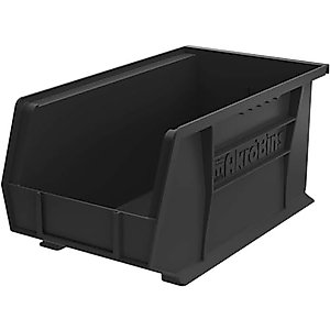 Akro-Mils 30240 AkroBins Plastic Storage Bins, Space-Saving Stackable Bins, Garage Organization Bins, Pantry Organization, Craft Storage, 15-Inch x 8-Inch x 7-Inch, Black, 12-Pack