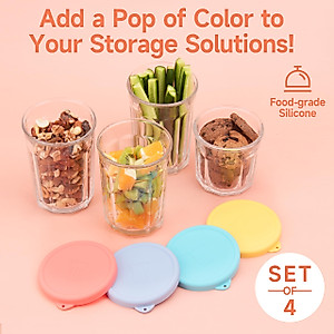 PUREKRA 4 Pack Silicone Replacement Lids for Luminarc Working Glass, BPA Free Storage Covers Fit 14 Ounce Dof & 21 Ounce Dof & 23.25 Ounce Coolers, Dishwasher & Microwave & Freezer Safe