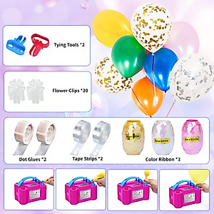 Growsun Electric Balloon Pump Garland Arch Kit with Pump 100V 600W Air Inflator w/Balloons Tape Strip for Party Decoration, Rose Red