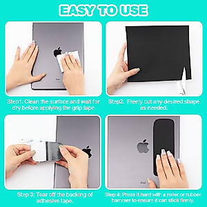 Xfenvs Enhanced Cuttable Rubber Grip Tape, Ultra-Thin Strong Adhesive Non-Slip Tape for Safer Handles and Surfaces - Customizable, Waterproof, and Versatile Anti-Slip Solution (Black, 4 PCS)