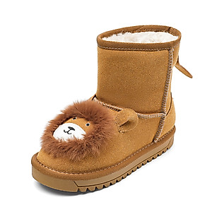 DREAM PAIRS Boys Girls Snow Boots Toddler/Little Kids Winter Cute Shoes Brown/Lion Size 7 Toddler SDSB2223K