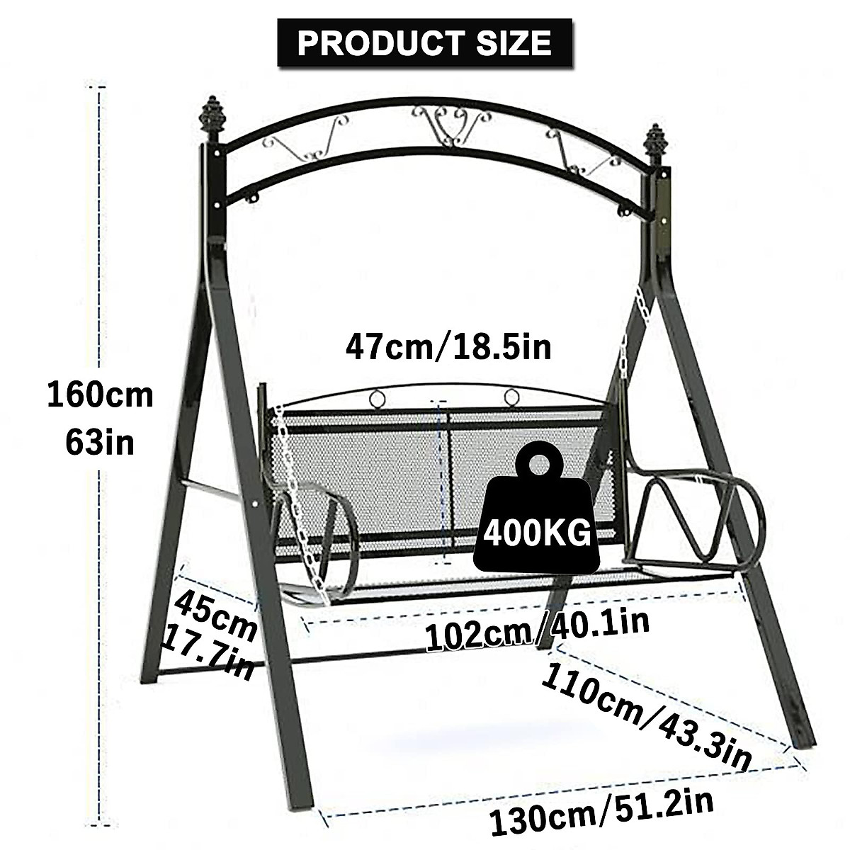 HSHBDDM Patio Swing Chair Outdoor Patio Swing Chairs Outdoor Porch Swing Outdoor Swing Chairs Waterproof and Sun-Proof for Patio Garden Poolside Yard White
