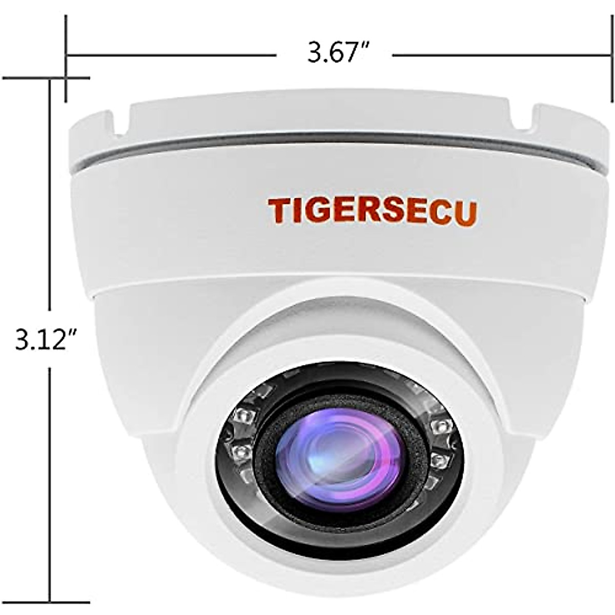 TIGERSECU Super HD 1080P Wide Angle Dome Security Camera with OSD Switch, 4-in-1 for TVI/CVI/AHD/CVBS/D1 DVR,