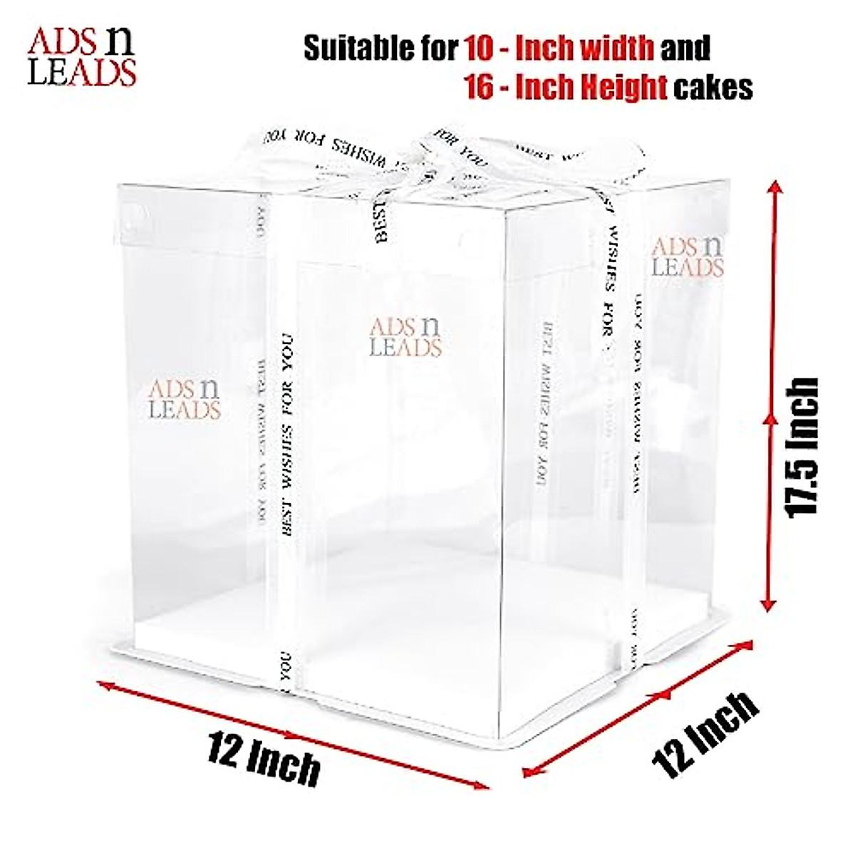 2 Pcs Clear Square Tall Transparent clear cake box -Bakery boxes for Tall Cake Box for cake with long toppers ,Pastries, Chocolates, Cookies, Pie, Birthday Party Containers, Wedding, Valentine's Day
