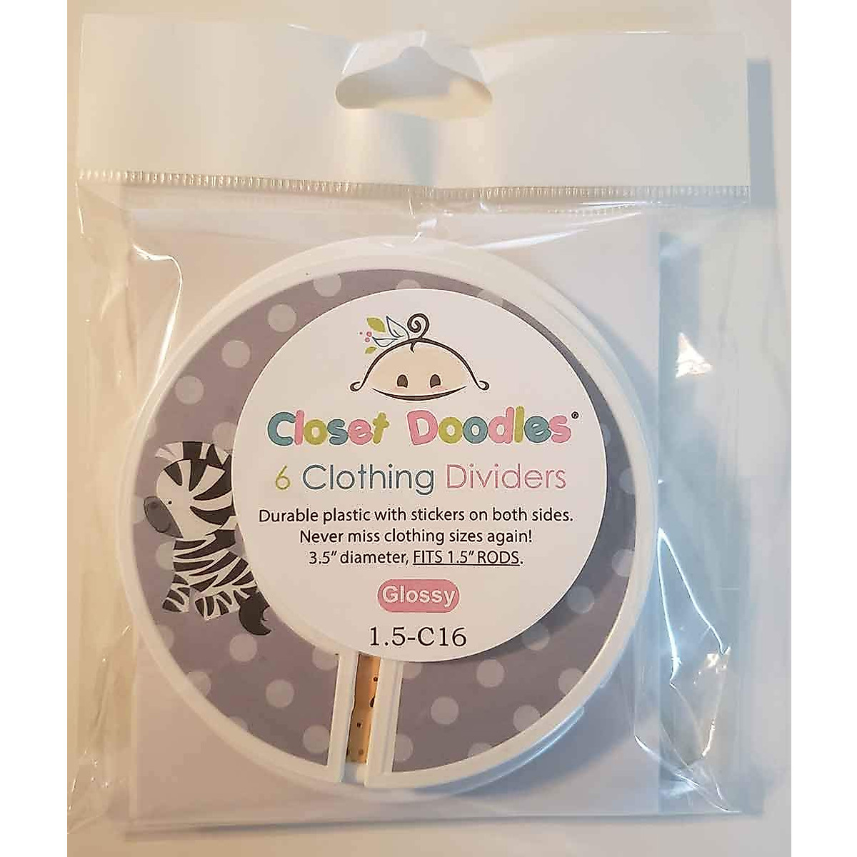 6 Baby Closet Dividers Boy Safari Animals Nursery Clothing Rod Organizer (Gray, 1.5" Rod)