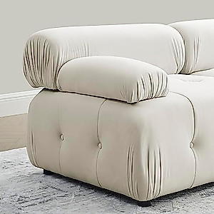 ERYE Cute Sectional DIY Combination Modern Convertible Modular Sofa & Couch Cloud Deep Seater Sofá, 93", Beige Velvet Button Tufted
