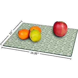 Tempered Glass Cutting Board Mint green Mid Century Modern repeatable seamless Tableware Kitchen Decorative Cutting Board with Non-slip Legs, Serving Board, Large Size, 15" x 11"