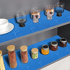 RAY STAR 12*48 inch Wire Shelf Liner for Kitchen Cabinets, Non-Adhesive Refrigerator Liners Washable, Vinyl Drawer Liner Non-Slip Bathroom Cabinet Liner Blue