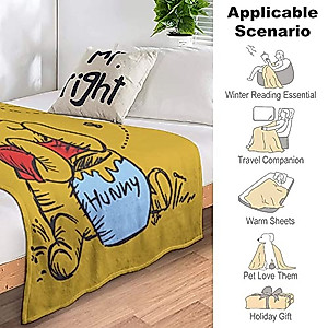 Cute Blanket Cartoon Plush Soft Warm Print Throws for Bed Couch Chair Living Room 60 x 50 in
