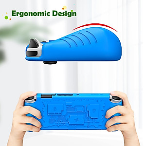 Fintie Case for Nintendo Switch OLED Model 2021 with 3 Game Card Slots, Anti-Slip Soft Silicone Shockproof Protective Cover, Ergonomic Grip Case for Switch OLED Model Console 7.0", Blue