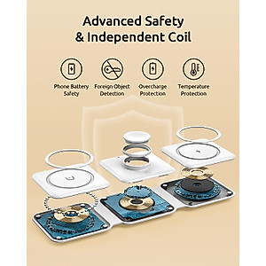 3 in 1 Foldable Wireless Charger, Wireless Charging Station for iPhone 15/14/13/12/11 Pro Max/X/XS, Fast Magnetic Travel Wireless Charging Pad for AirPods 3/2/Pro Apple Watch