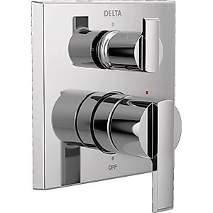 DELTA FAUCET T24867, Chrome Ara Angular Modern Monitor 14 Series Valve Trim with 3-Setting Integrated Diverter