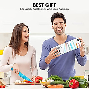 Knife Set, Kitchen Knife Set with Blade Guards, 5 Piece Colorful Knife Set, Stainless Steel Knives Set for Kitchen with Chef Knife, Santoku Knife, Slice Knife, Utility Knife, ​Paring Knife