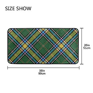 Scots Style Tartan Kitchen Mats for Floor Area Rug for Vestibule Living Room Restroom 39x20 Inch