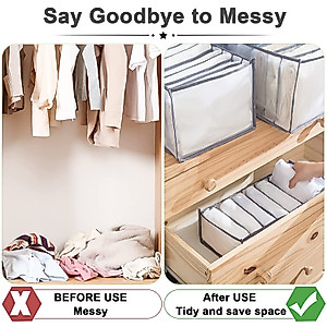 Wardrobe Clothes Organizer,Washable Clothes Organizer for Folded Clothes, Mesh Clothes Storage Organizer for Leggings, Skirts, T-shirts, Jeans, Scarves(9 grids for T-shirt)