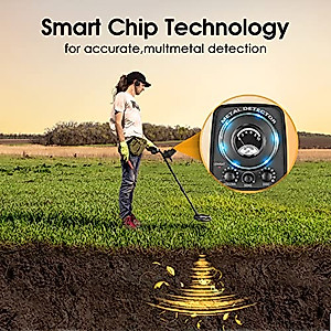 Metal Detector - Professional Metal Detector with LED Flash Indicators, Adjustable Waterproof Detectors (35-45 inch) with Folding Shovel & Carrying Bag Audio Prompt Gold Metal Detector