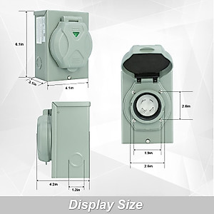 Rophor 30 Amp Generator Power Inlet Box, NEMA L14-30P Power Inlet Box for 4 Prong Generator Cord, 125/250 Volt, 7500 Watts, Weatherproof, Outdoor Use, ETL Listed