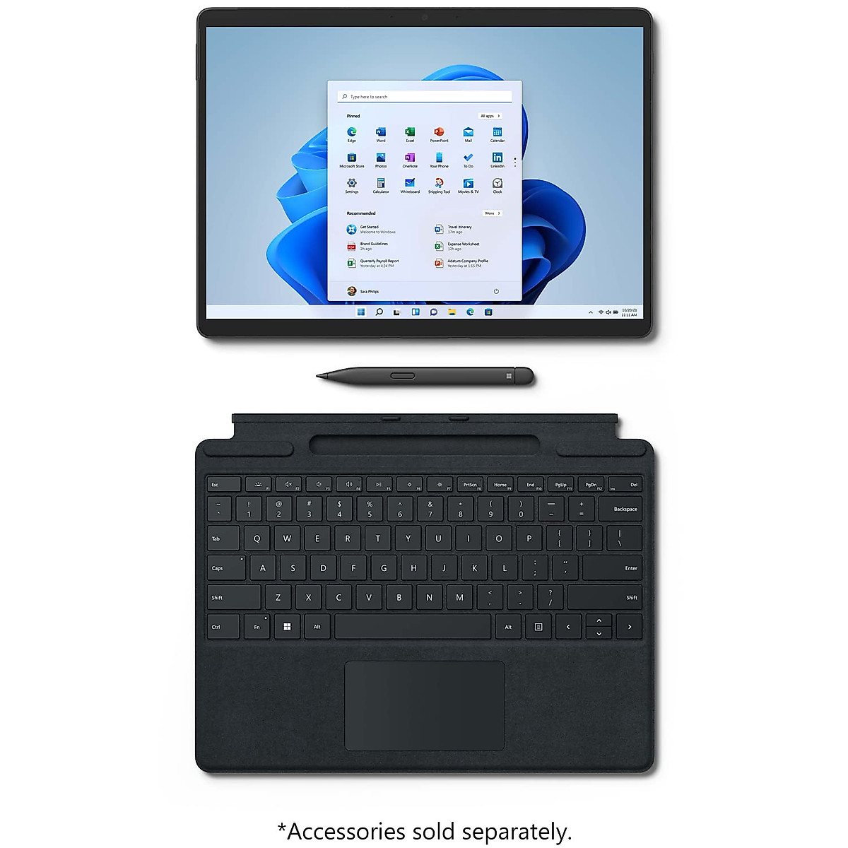 Microsoft 8PQ-00017 Surface Pro 8 13" Touch Intel i5-1135G7 8GB/256GB Laptop - Graphite Bundle with Signature Type Cover Keyboard + Deco Gear Charger + Deco Gear Magnetic Wireless Sport Earbuds