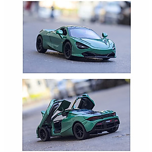 Alloy Collectible Green McLaren 720s Toy Car Model Pull Back DieCast Vehicle with Lights and Sound