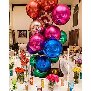 6 Pack Blue Balloons 22 Inch 4D Big Round Foil Balloons Blue Metallic Balloons for Wedding Birthday Bridal Shower Baby Shower Decorations Party Supplies